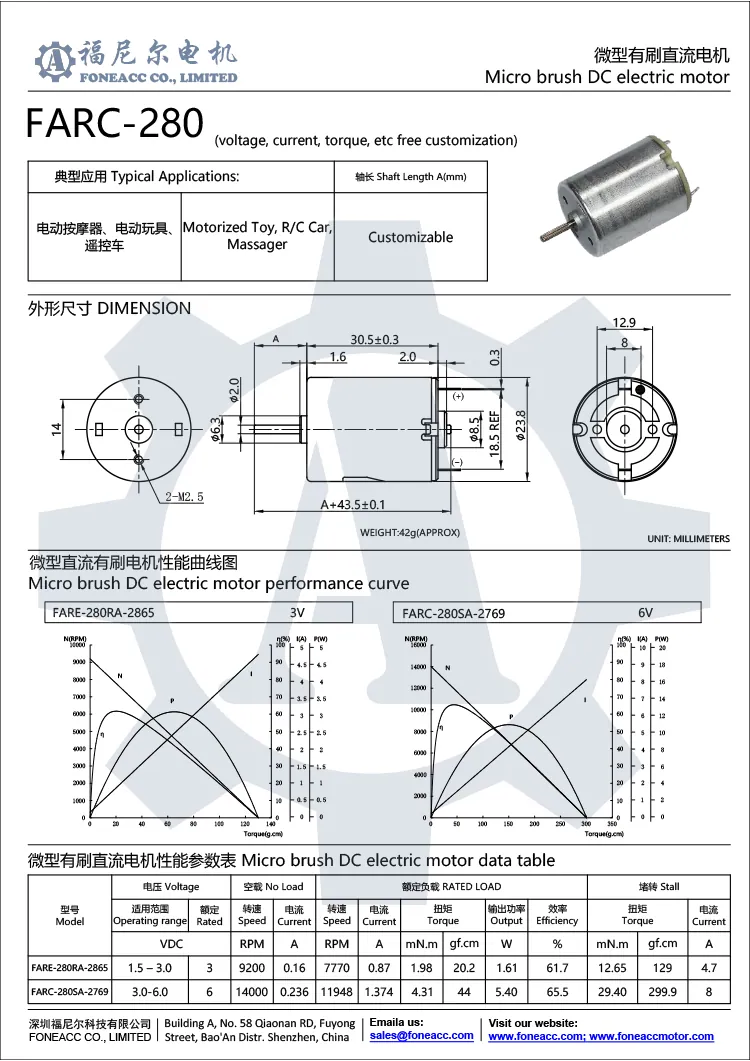 RC-280 high speed dc motor 12V motor 28000 rpm | Foneacc Motor